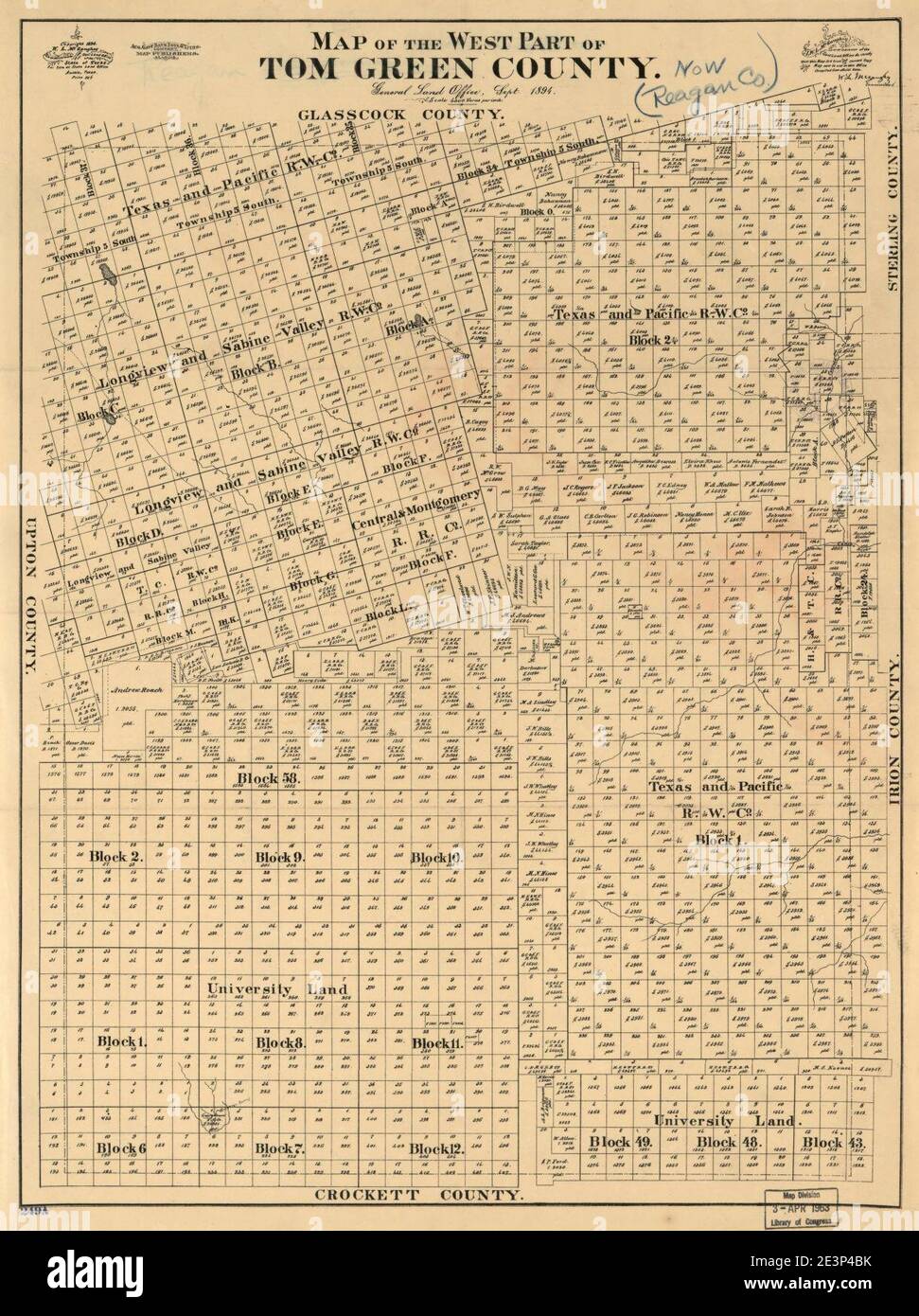 Map of the west part of Tom Green County Stock Photo - Alamy