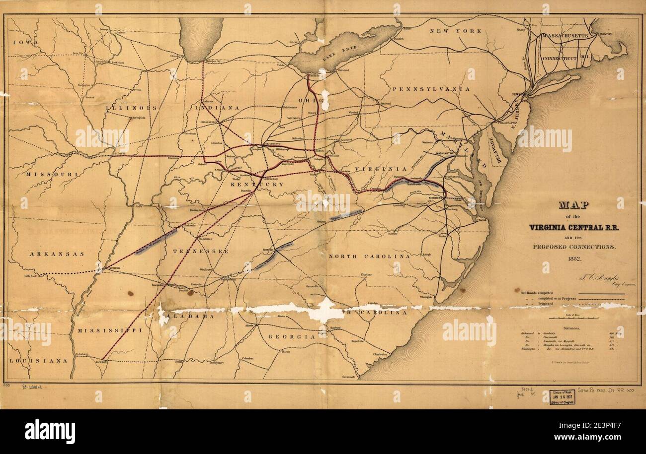 Map of the Virginia Central R.R. and its proposed connections Stock ...