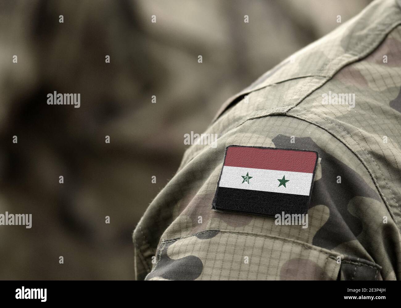 Flag of Syria on military uniform (collage Stock Photo - Alamy