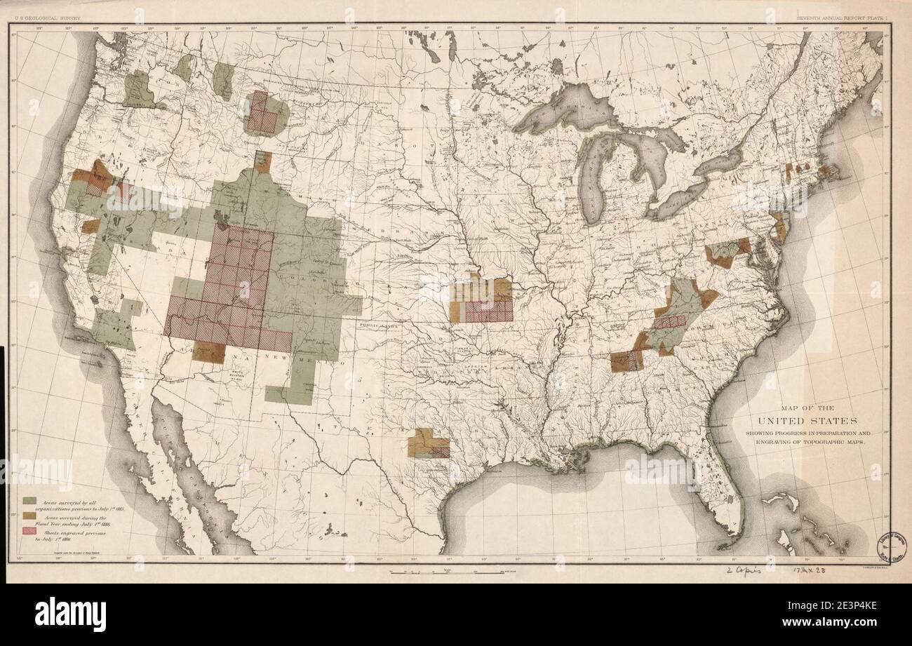 Map of the United States showing progress in preparation and engraving ...