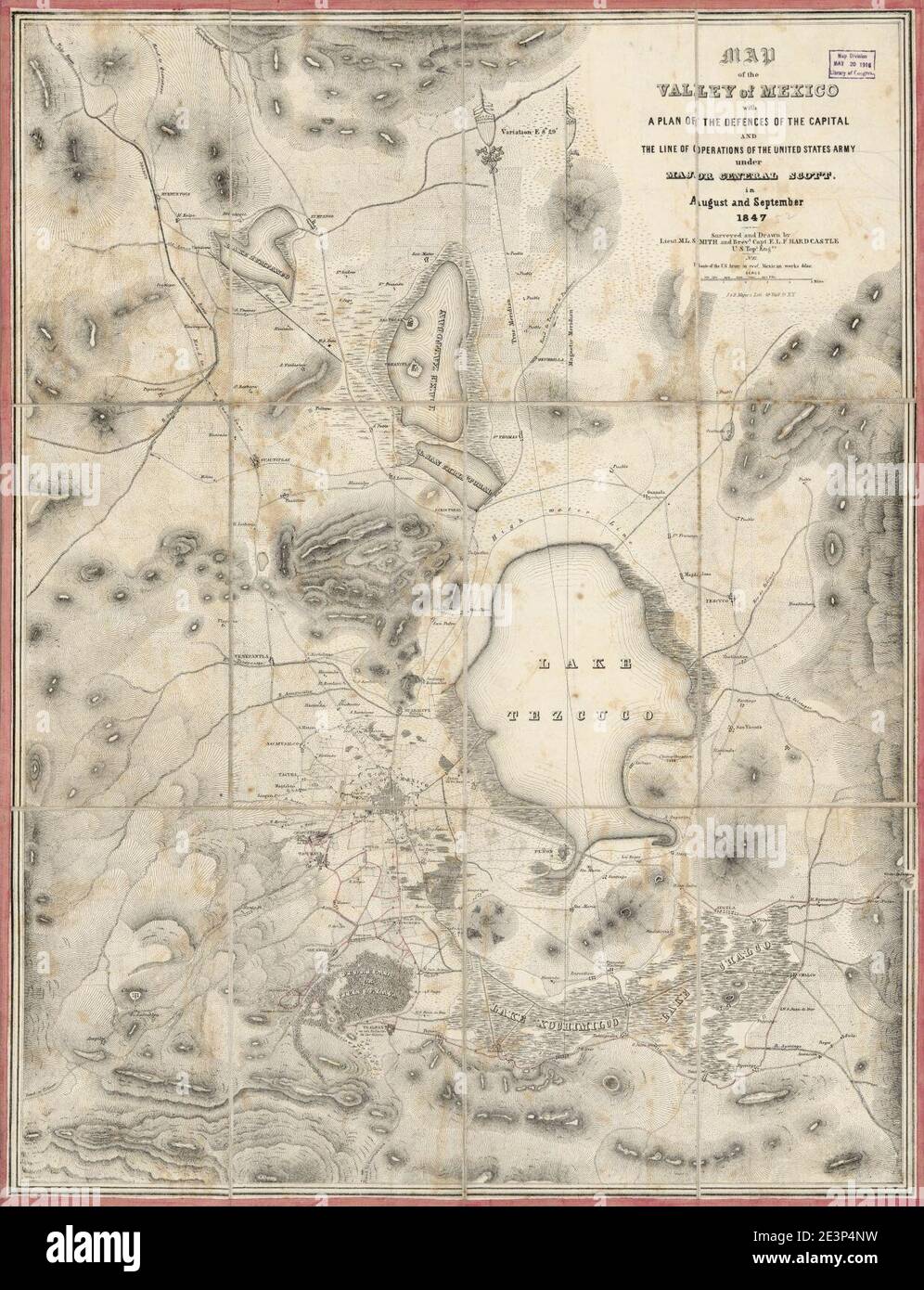 Map of the valley of Mexico, with a plan of the defences of the capital ...