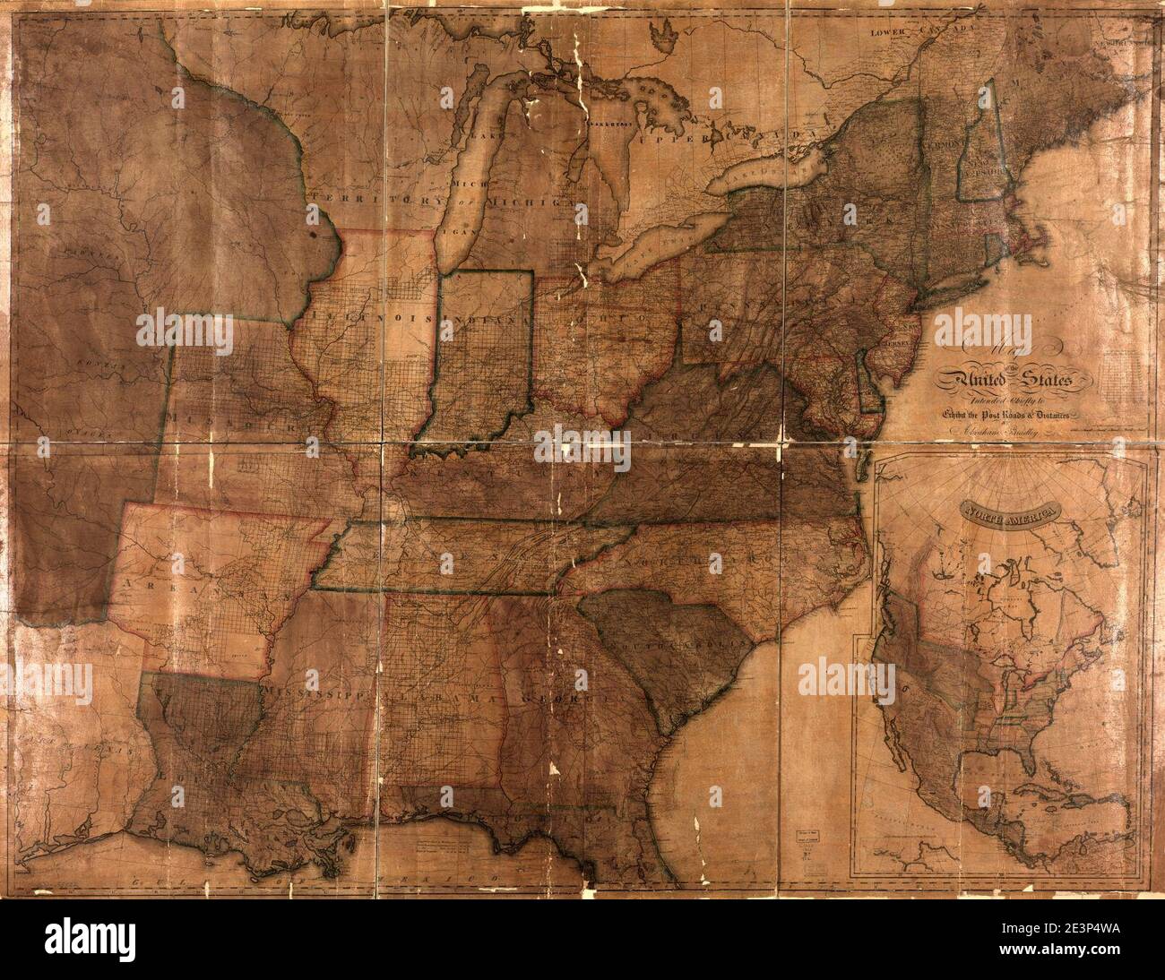 Map of the United States - intended chiefly to exhibit the Post Roads ...