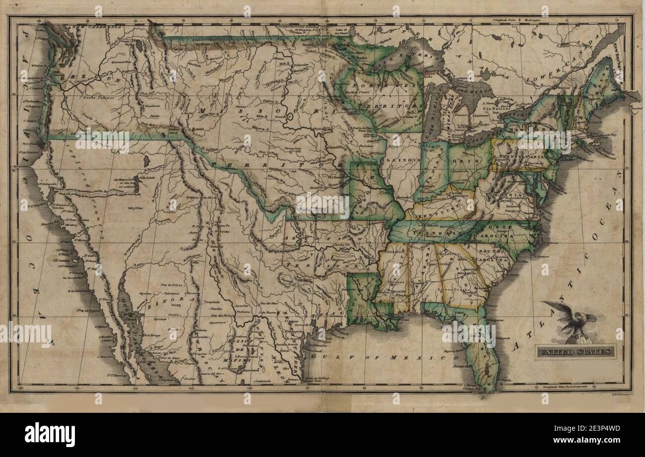Map of the United States 1823 Stock Photo - Alamy