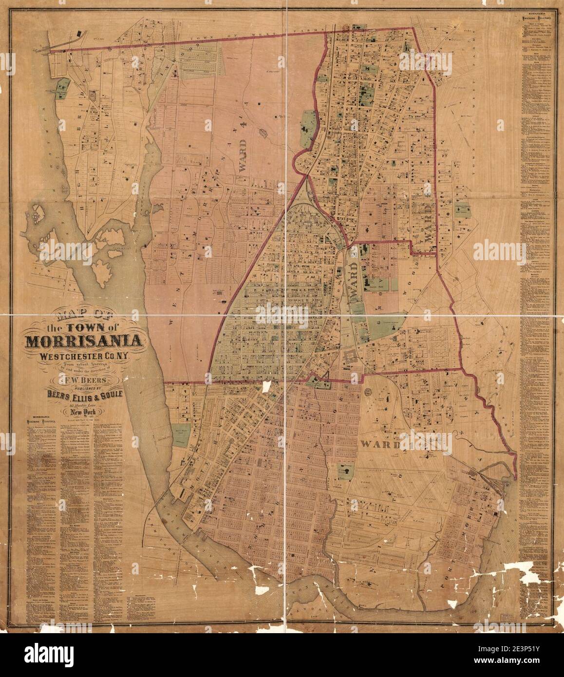 Map of the town of Morrisania, Westchester Co. N.Y Stock Photo - Alamy