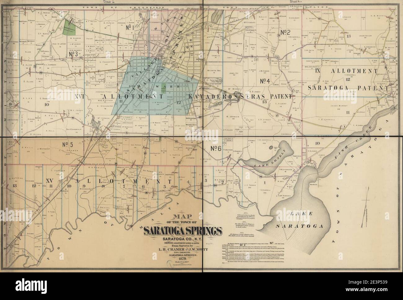 Map of the town of Saratoga Springs, Saratoga Co., N.Y Stock Photo - Alamy