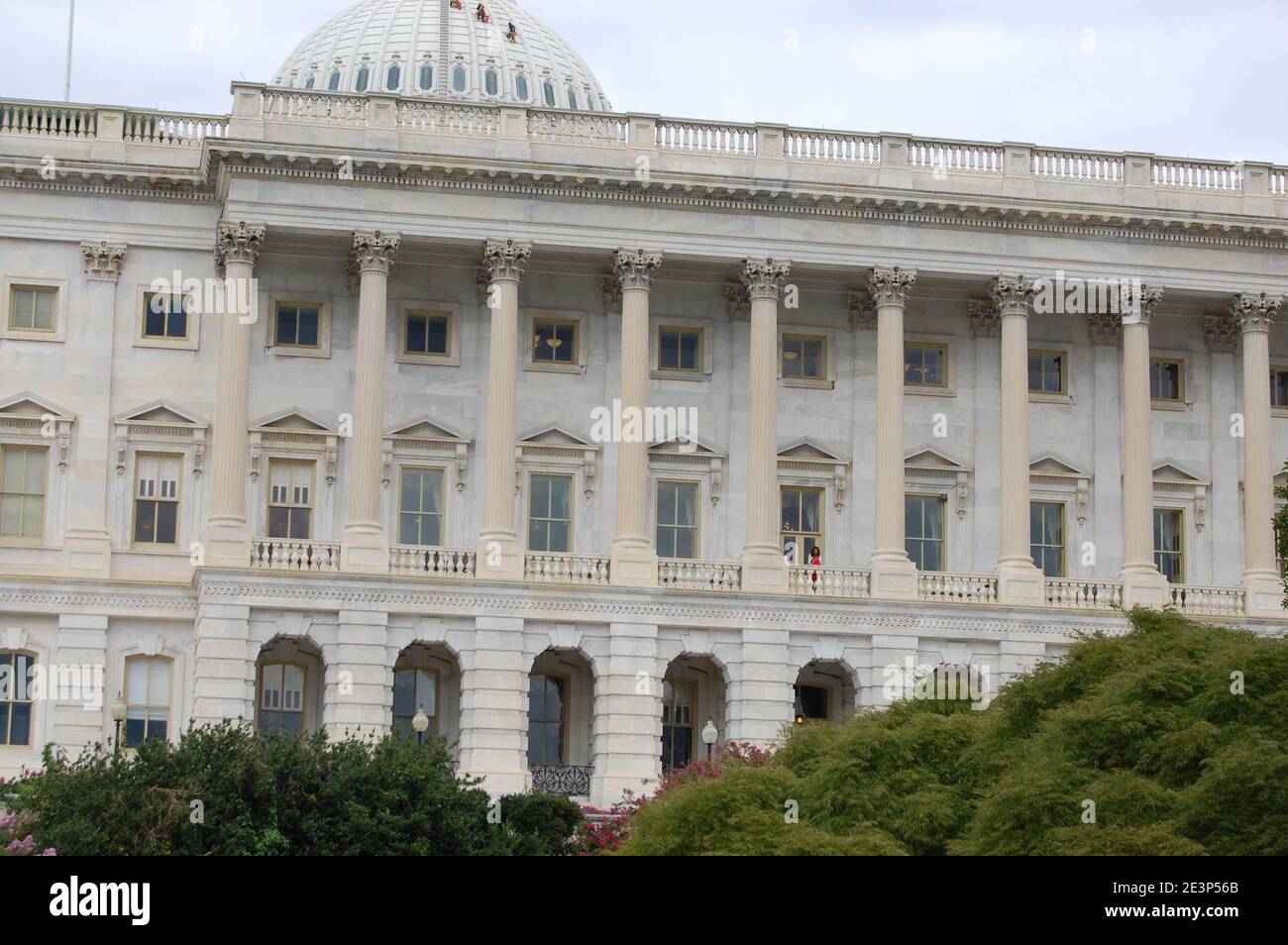 Rear of The Capital Building in Washington DC USA dome pillar pillars ...