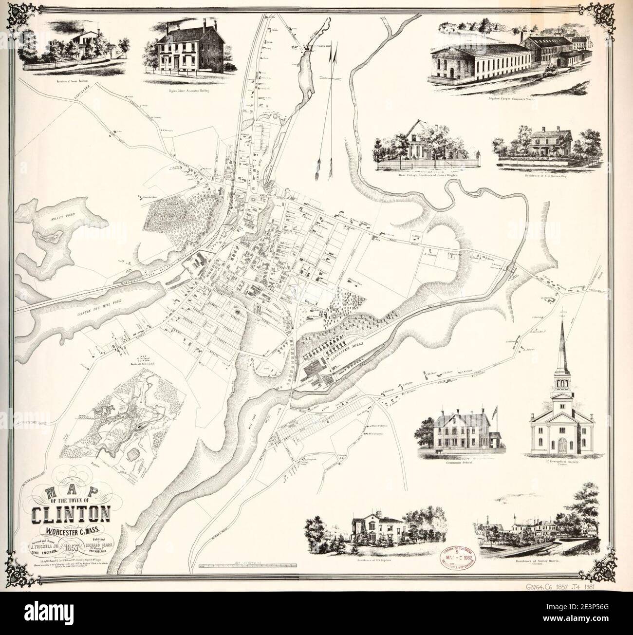 Map of the Town of Clinton, Worcester Co., Mass Stock Photo - Alamy