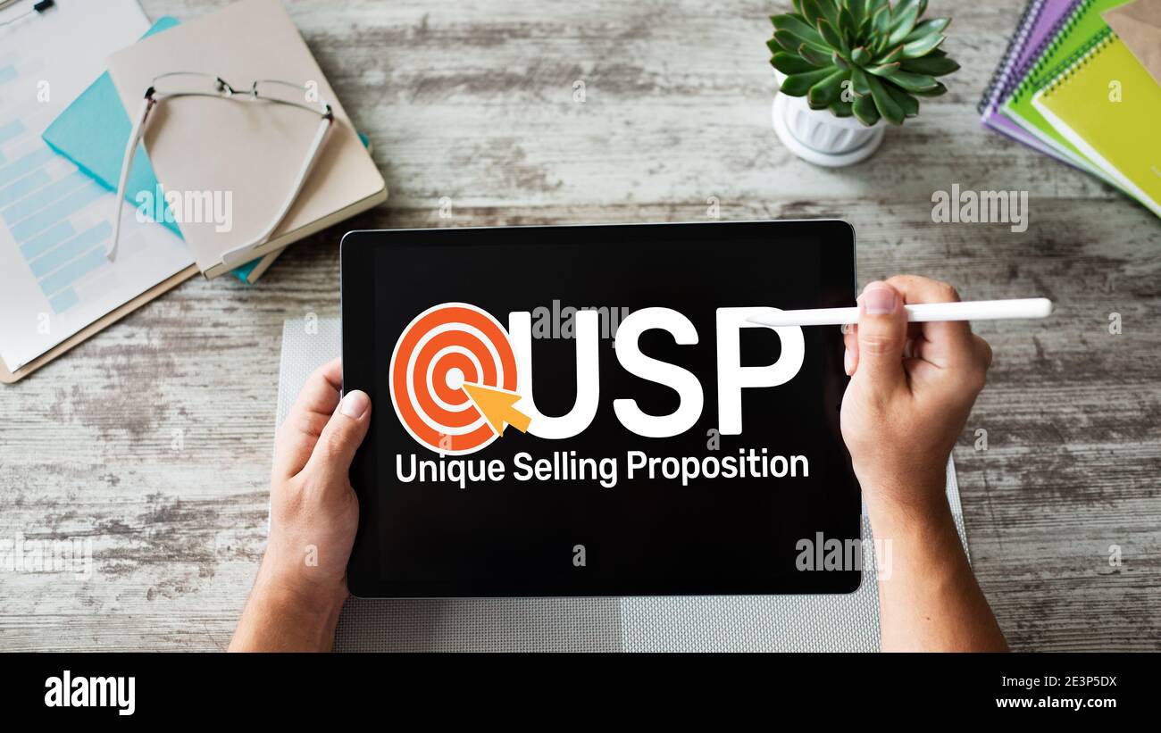 USP - Unique selling propositions. Business and finance concept on ...