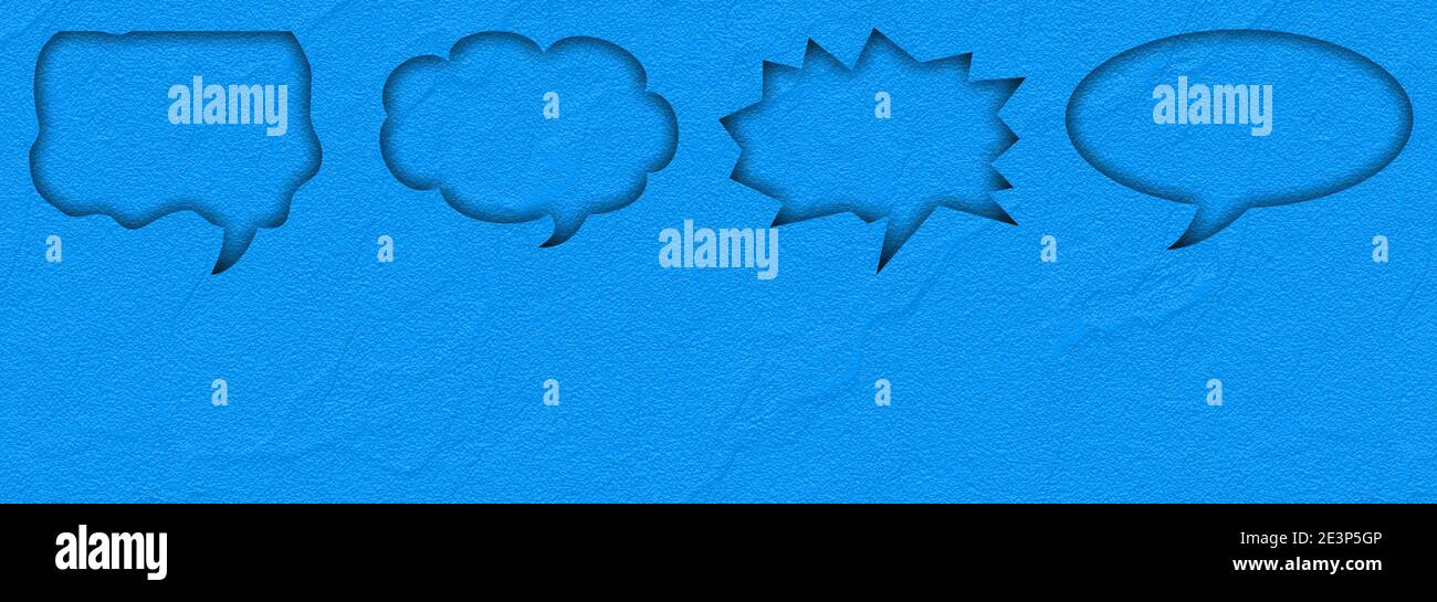 Blue Talk Bubbles in ripped wall texture, comment and dialog speech on ...