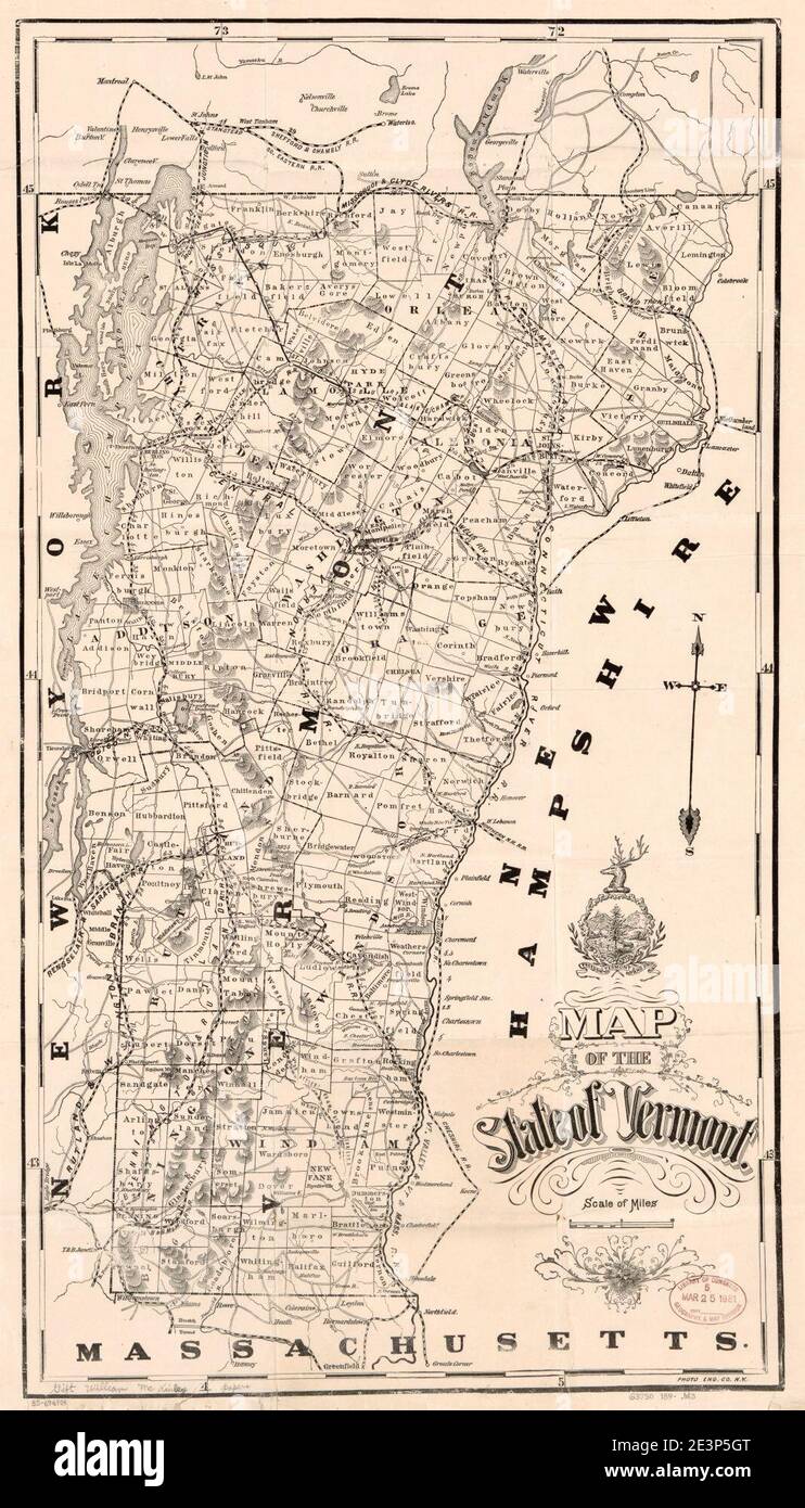 Map of the state of vermont hi-res stock photography and images - Alamy