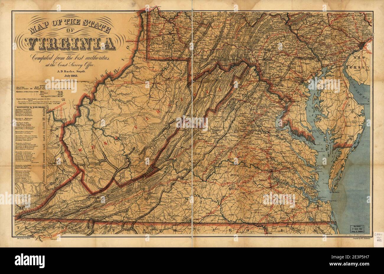 Map of the State of Virginia Stock Photo - Alamy