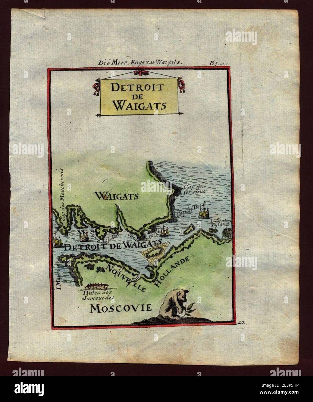 Map of the Strait of Waigats, north of Muscovy, 1719 Stock Photo - Alamy
