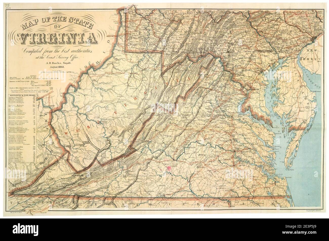 Map of the state of Virginia Stock Photo - Alamy