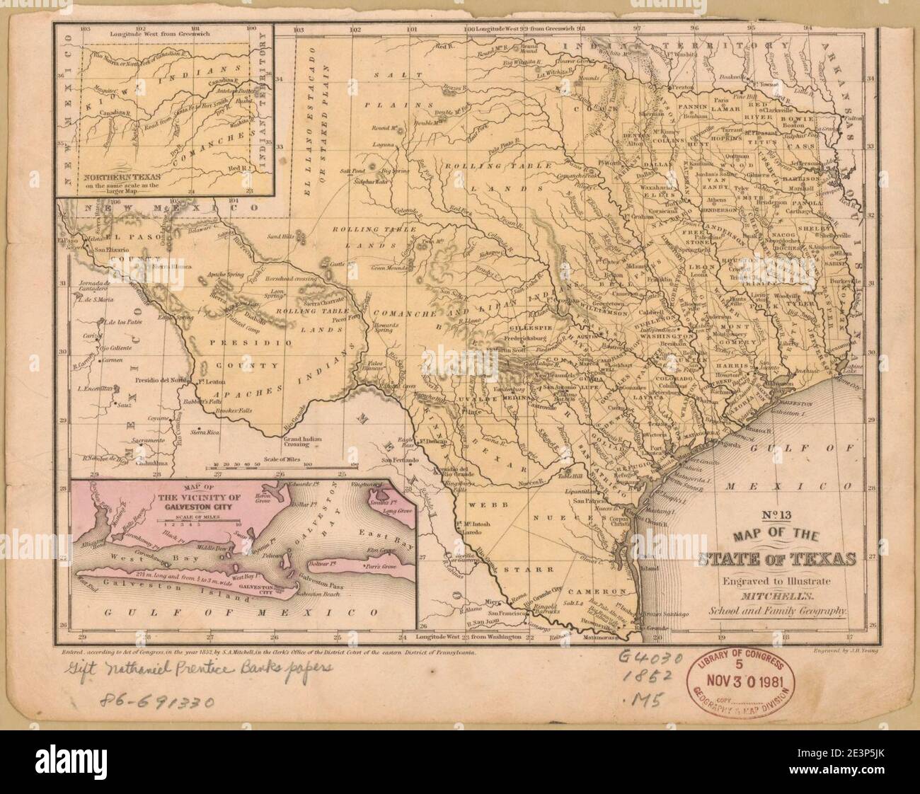 Map of the state of Texas, engraved to illustrate Mitchell's School and ...