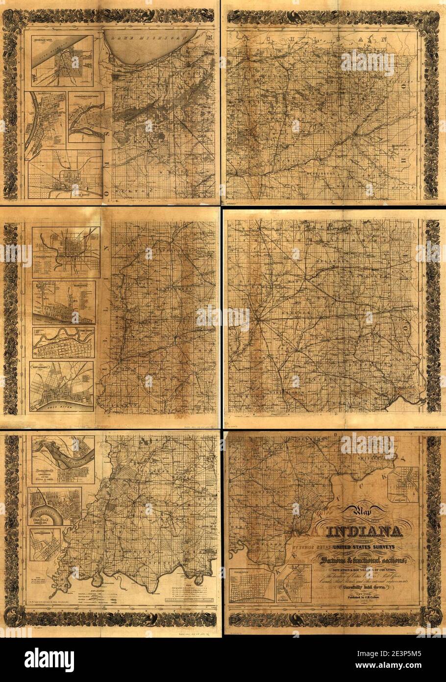 Map of the state of Indiana compiled from the United States surveys by ...