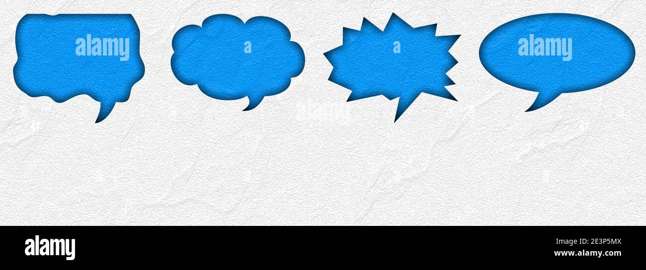 Blue Talk Bubbles in ripped wall texture, comment and dialog speech on ...