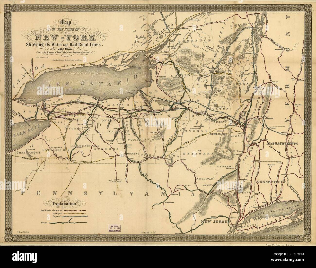 Map of the state of New-York showing its water and rail road lines. Jan ...