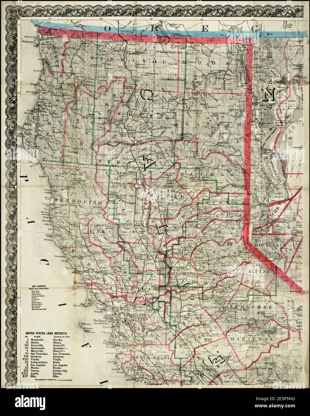 Map of the states of California and Nevada Stock Photo - Alamy