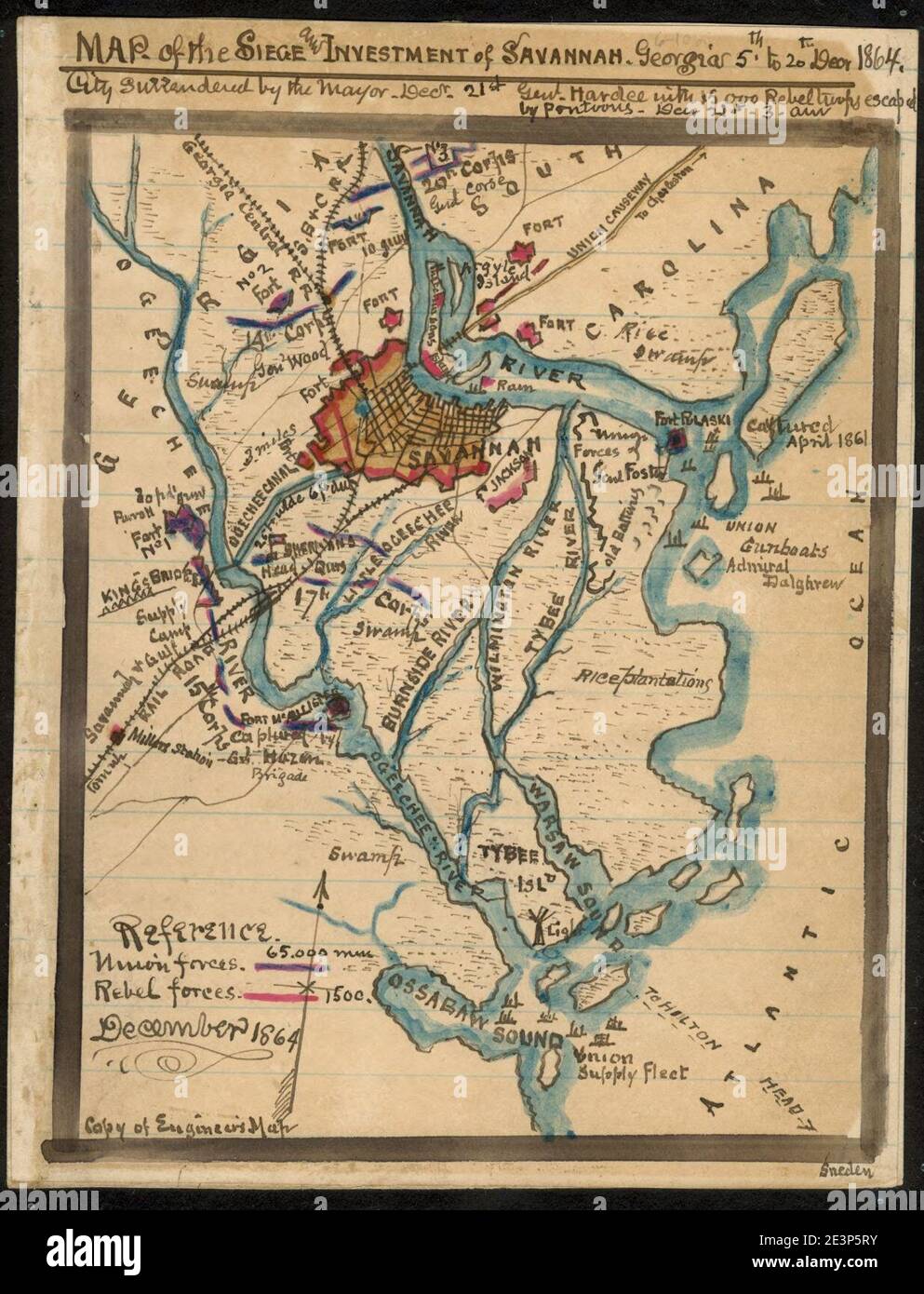 Map of the siege and investment of Savannah, Georgia, 5th to 20th Decr ...