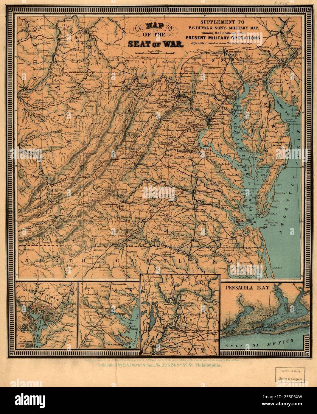 Map of the seat of war. Supplement to P. S. Duval & Son's military map ...
