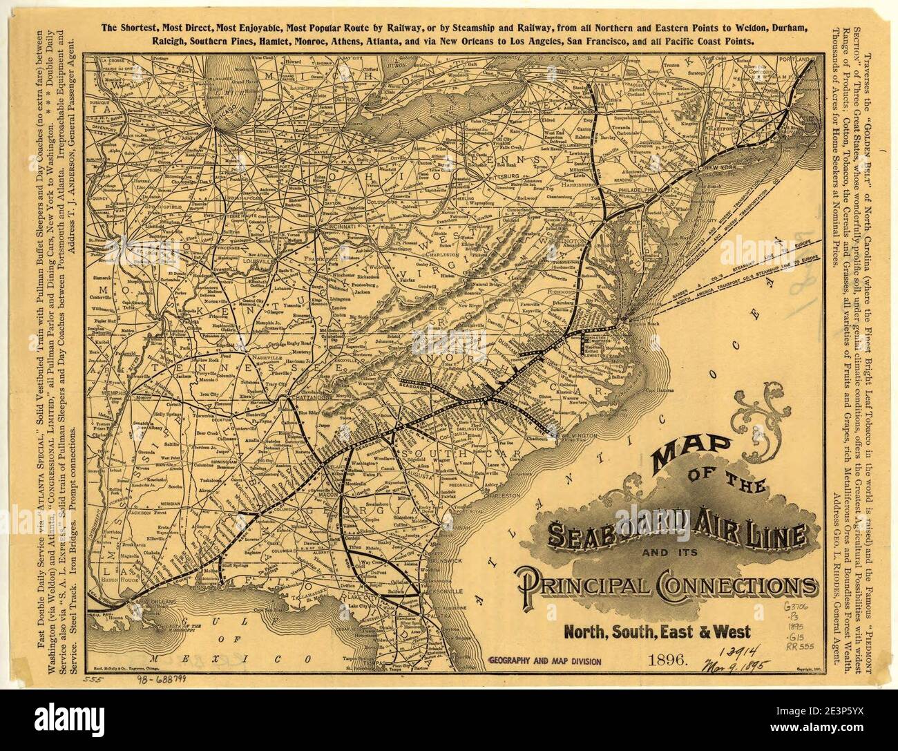 Map of the Seaboard Air Line and its principal connections north, south ...