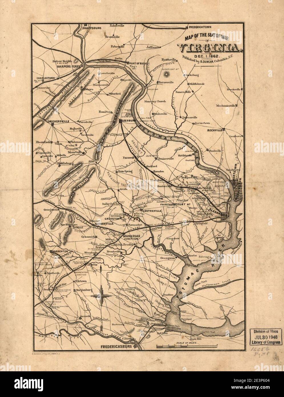 Map of the seat of war in Virginia, Dec. 1, 1862 Stock Photo - Alamy