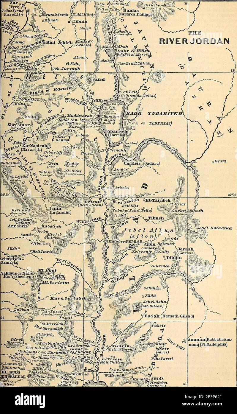 Map of The River Jordan. 1871 Stock Photo - Alamy
