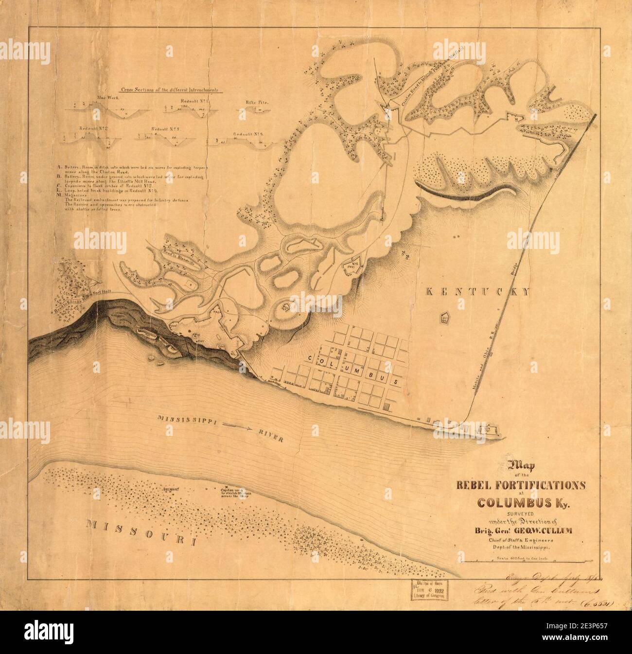 Map of the rebel fortifications at Columbus, Ky Stock Photo - Alamy