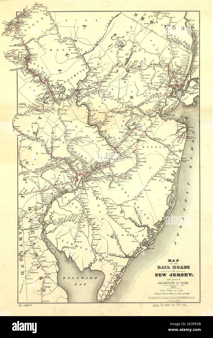 Map of the rail roads of New Jersey, and parts of adjoining states ...