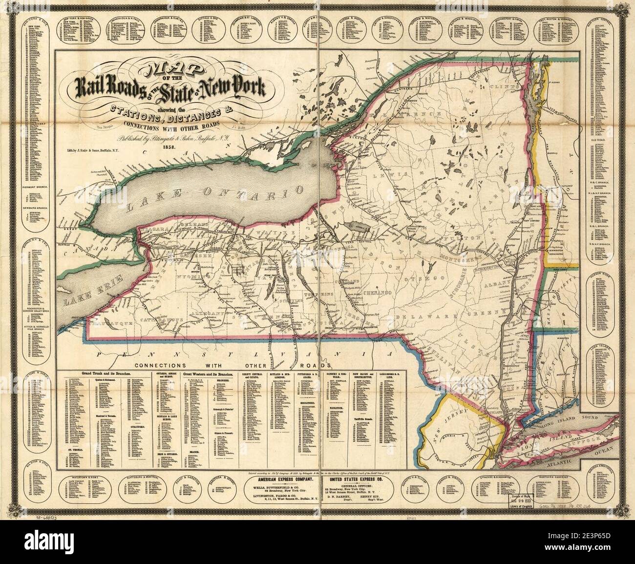 Map of the rail roads of the state of New York showing the stations ...