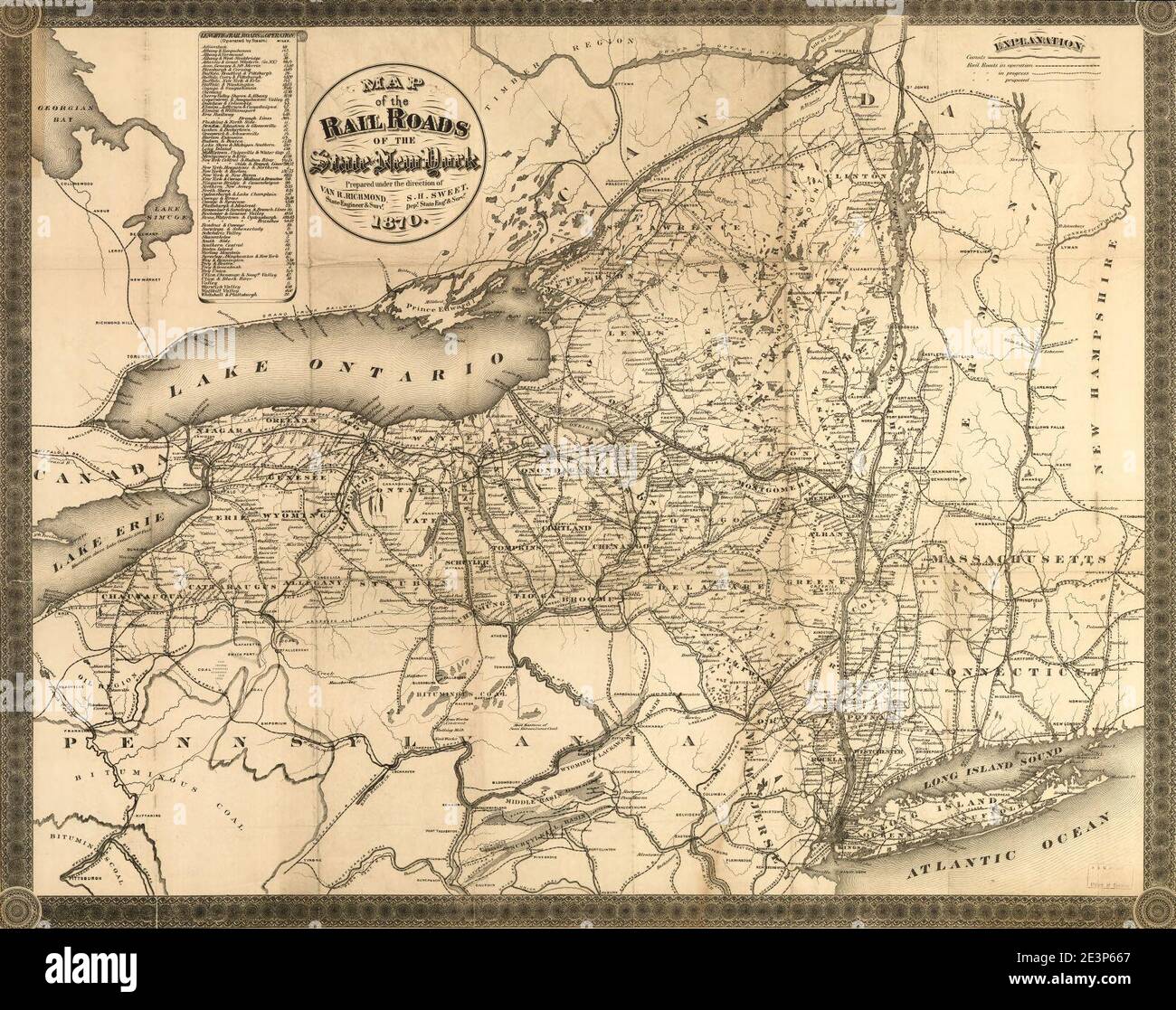 Map of the rail roads of the state of New York Stock Photo - Alamy