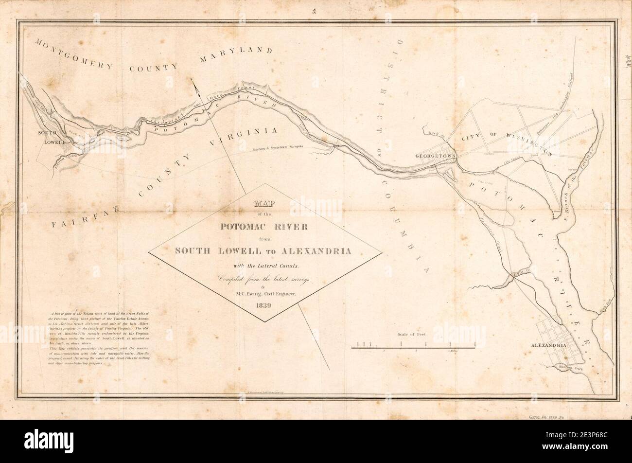 Map of the Potomac River from South Lowell to Alexandria with the ...