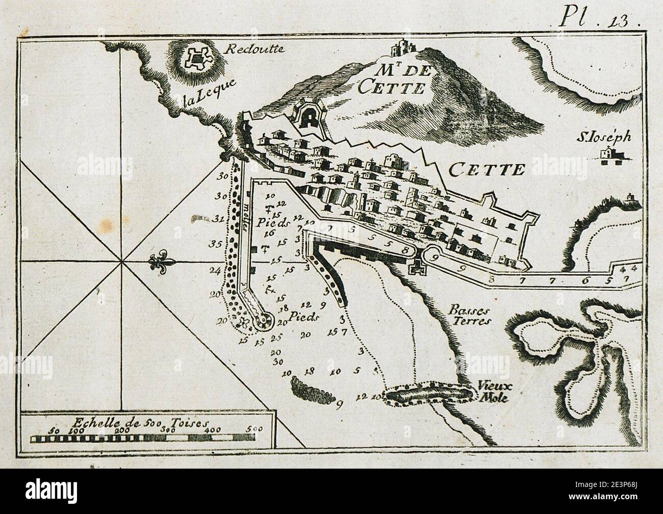 Map of the port of Sète in Languedoc, France - Roux Joseph - 1804 Stock ...