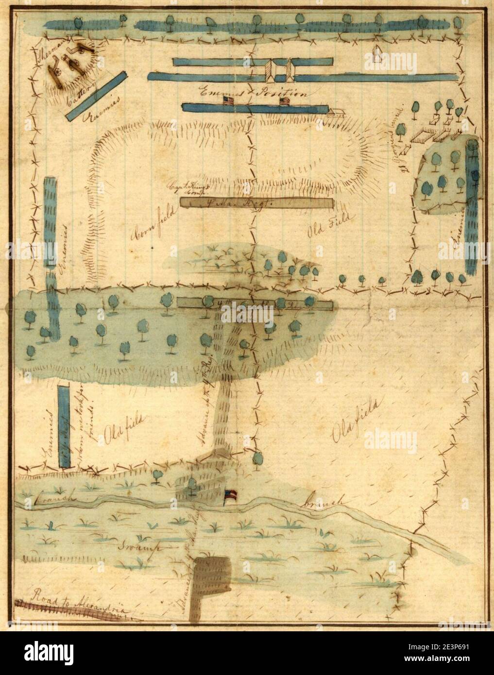 Map of the positions of the Fourth Alabama Regt. during the battle of ...