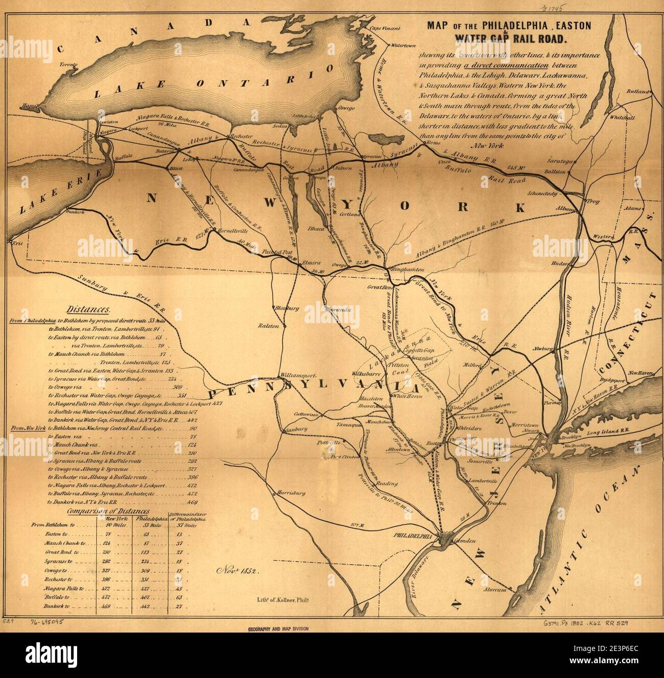 Map of the Philadelphia, Easton & Water Gap Rail Road Stock Photo - Alamy
