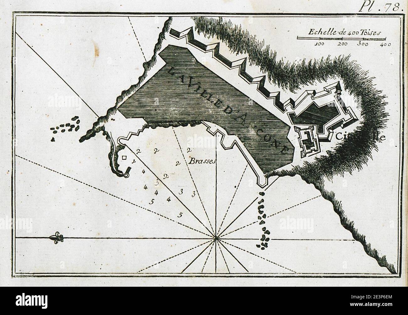 Map of the port of Ancona in Italy View of the city - Roux Joseph ...