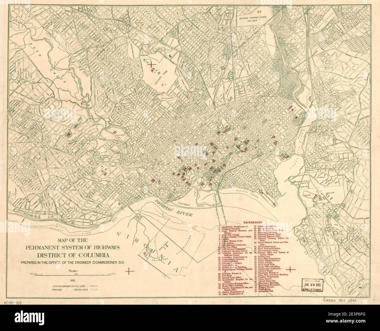 Map of the permanent system of highways, District of Columbia Stock ...