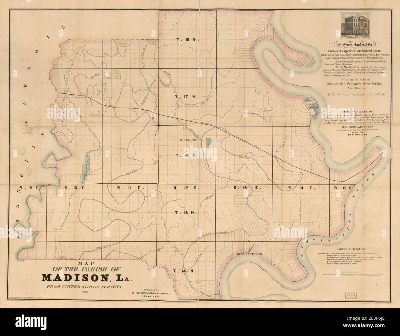 Map of the Parish of Madison, La. - from United States surveys Stock ...
