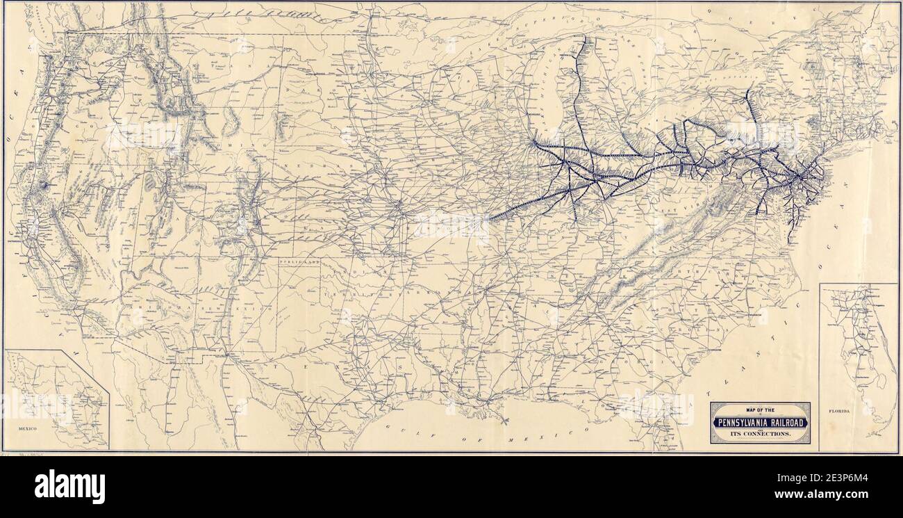 Map of the Pennsylvania Railroad and its connections Stock Photo - Alamy
