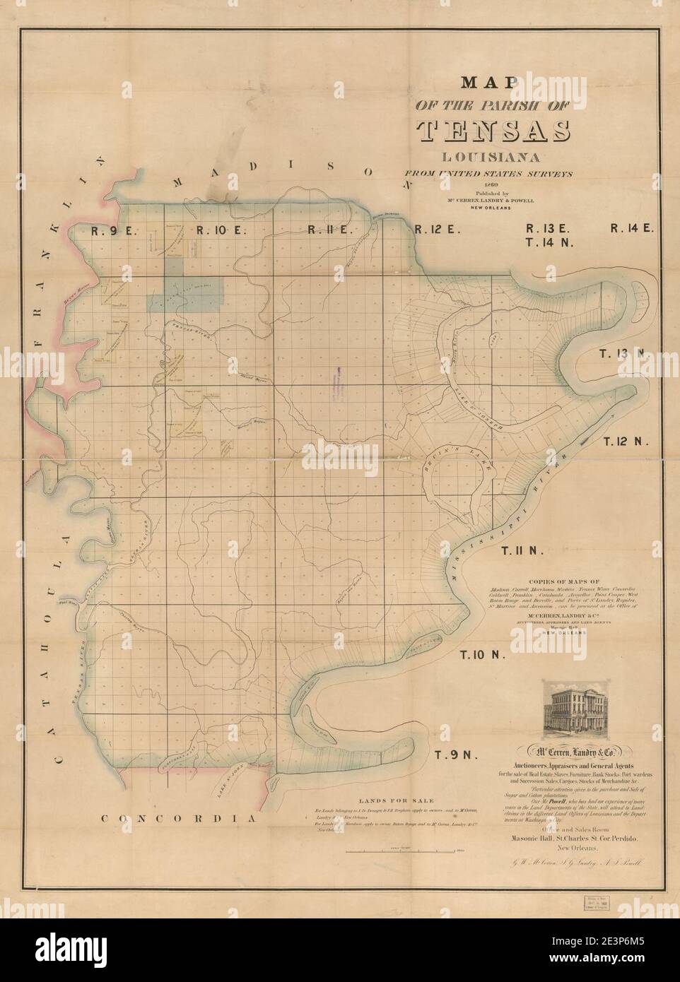 Map of the Parish of Tensas, Louisiana - from United States Surveys ...