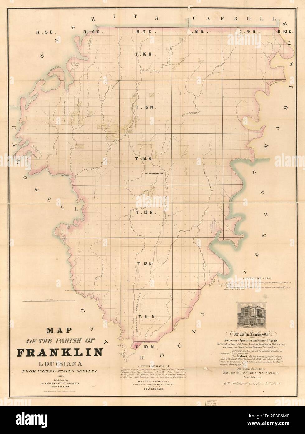 Map of the Parish of Franklin, Louisiana - from the United States ...