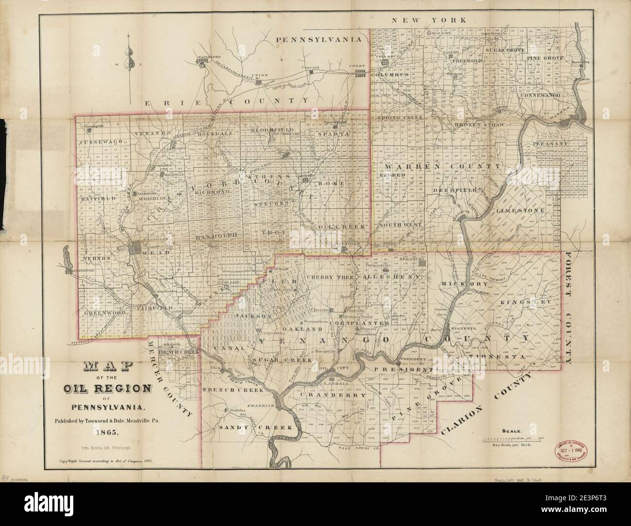 Map of the oil region of Pennsylvania Stock Photo - Alamy