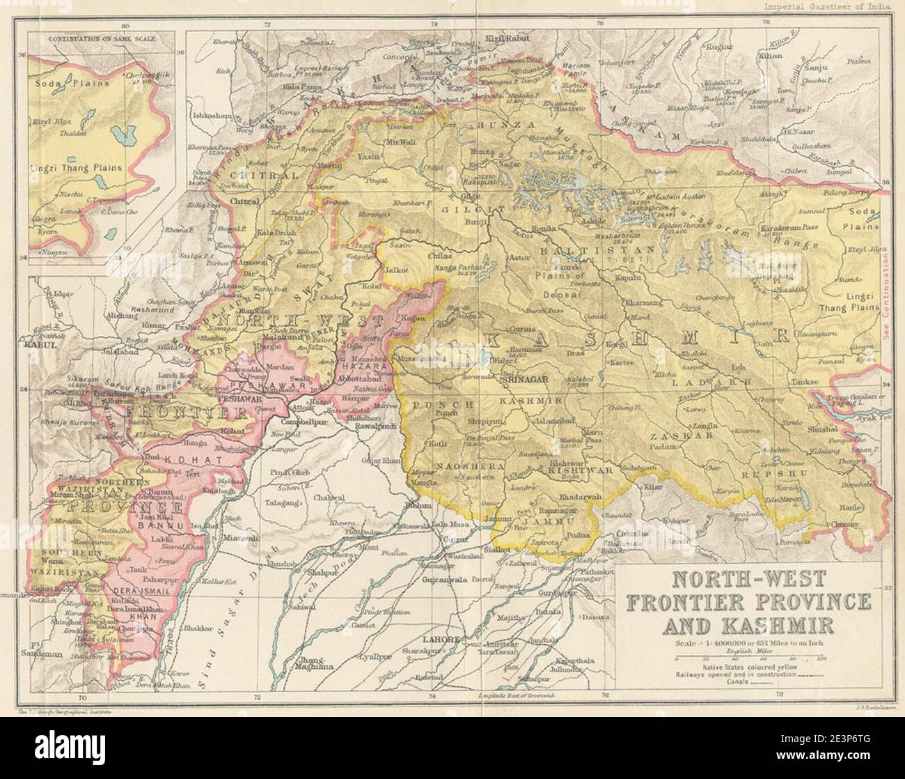 Map of the North-West Frontier Province and Kashmir from The Imperial ...
