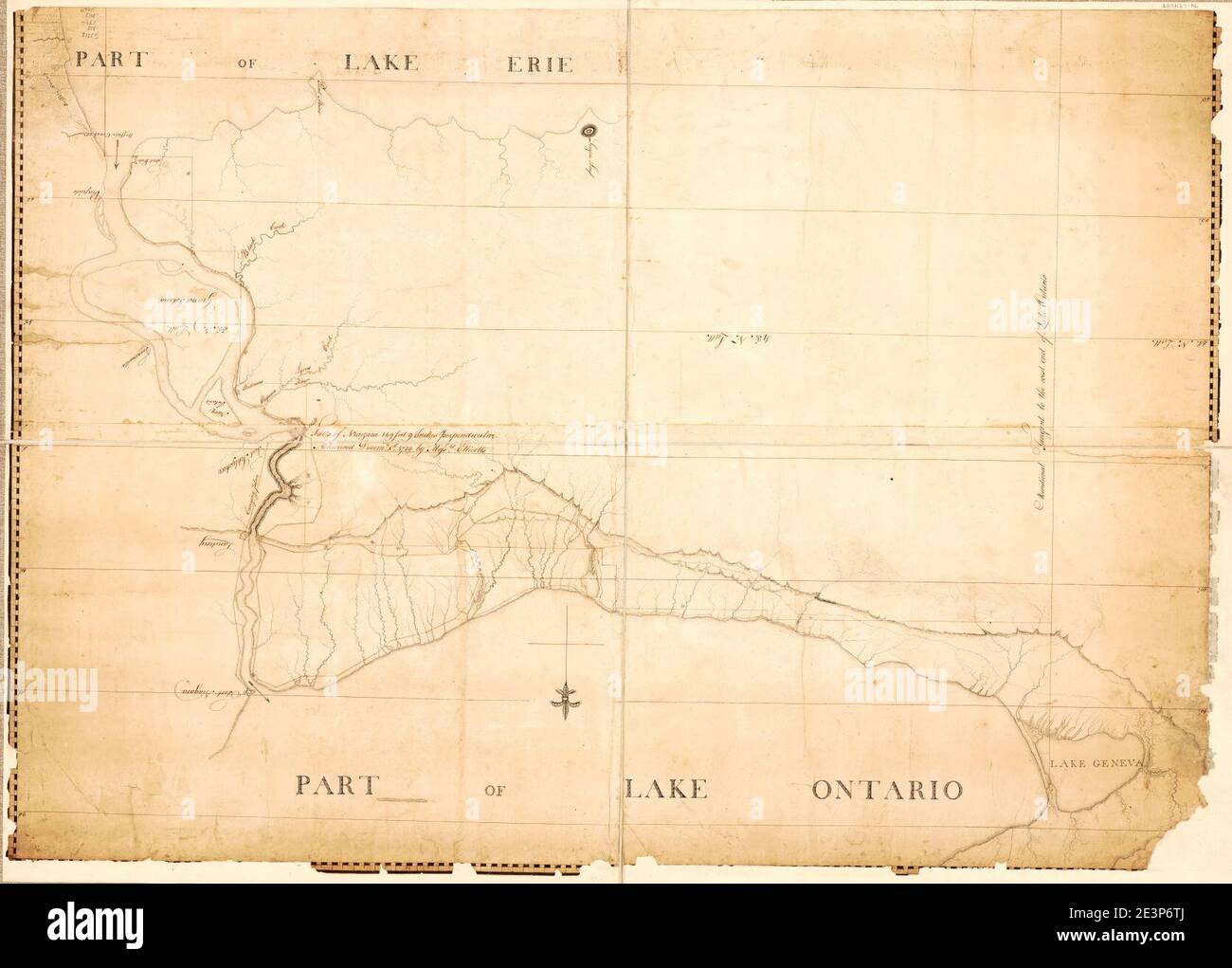 Map of the Niagara Falls region, including the Niagara River and the ...