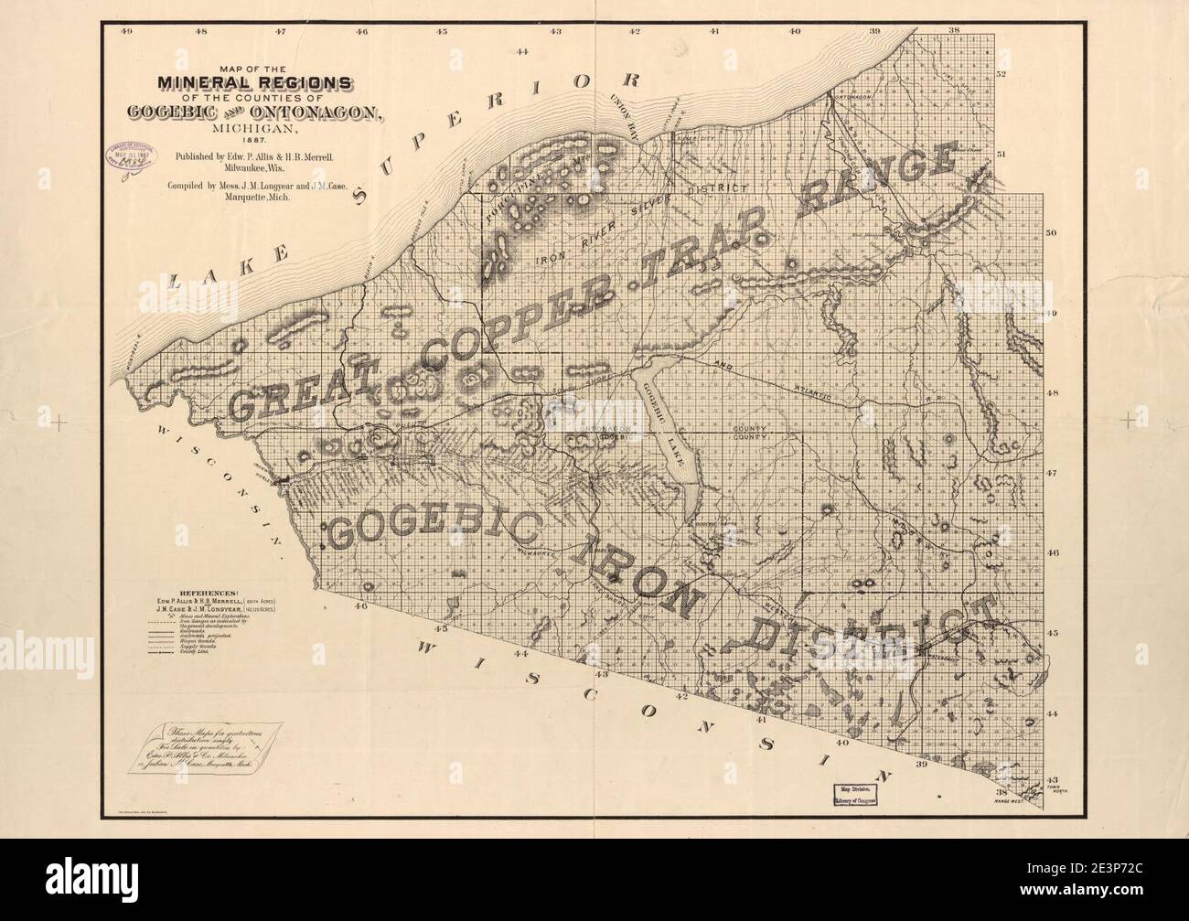 Map of the mineral regions of the counties of Gogebic and Ontonagon ...