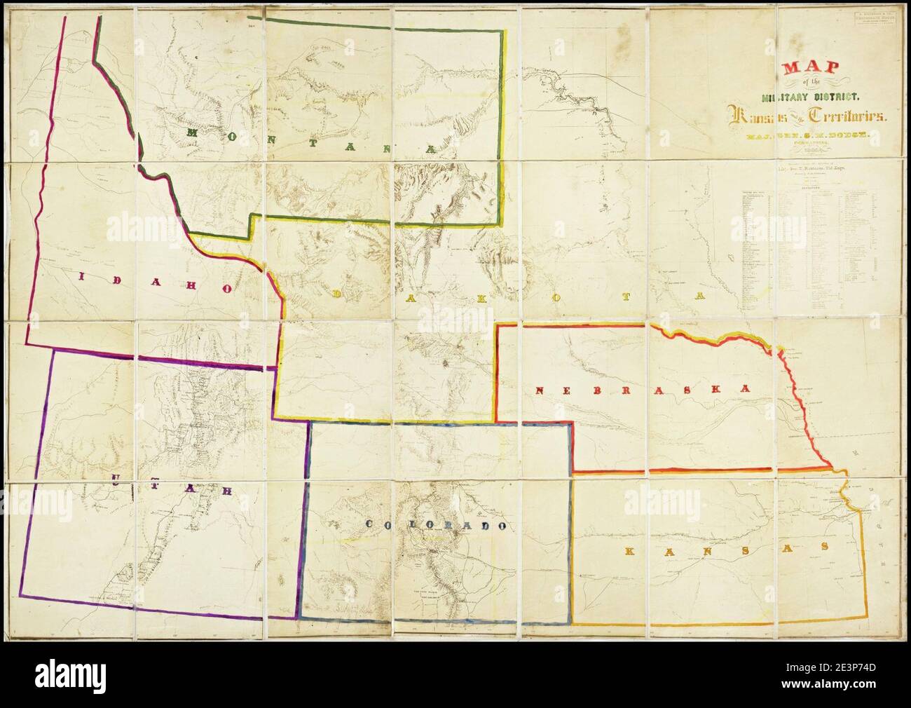 Map of the military district, Kansas and the territories Stock Photo ...