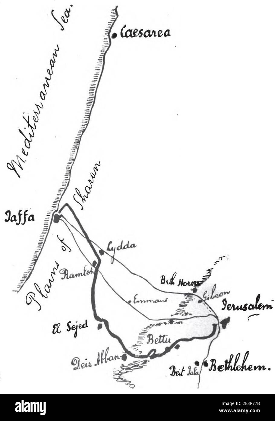 Map of the Jaffa-Jerusalem Railway. In 'The Railway Magazine,' Januar ...