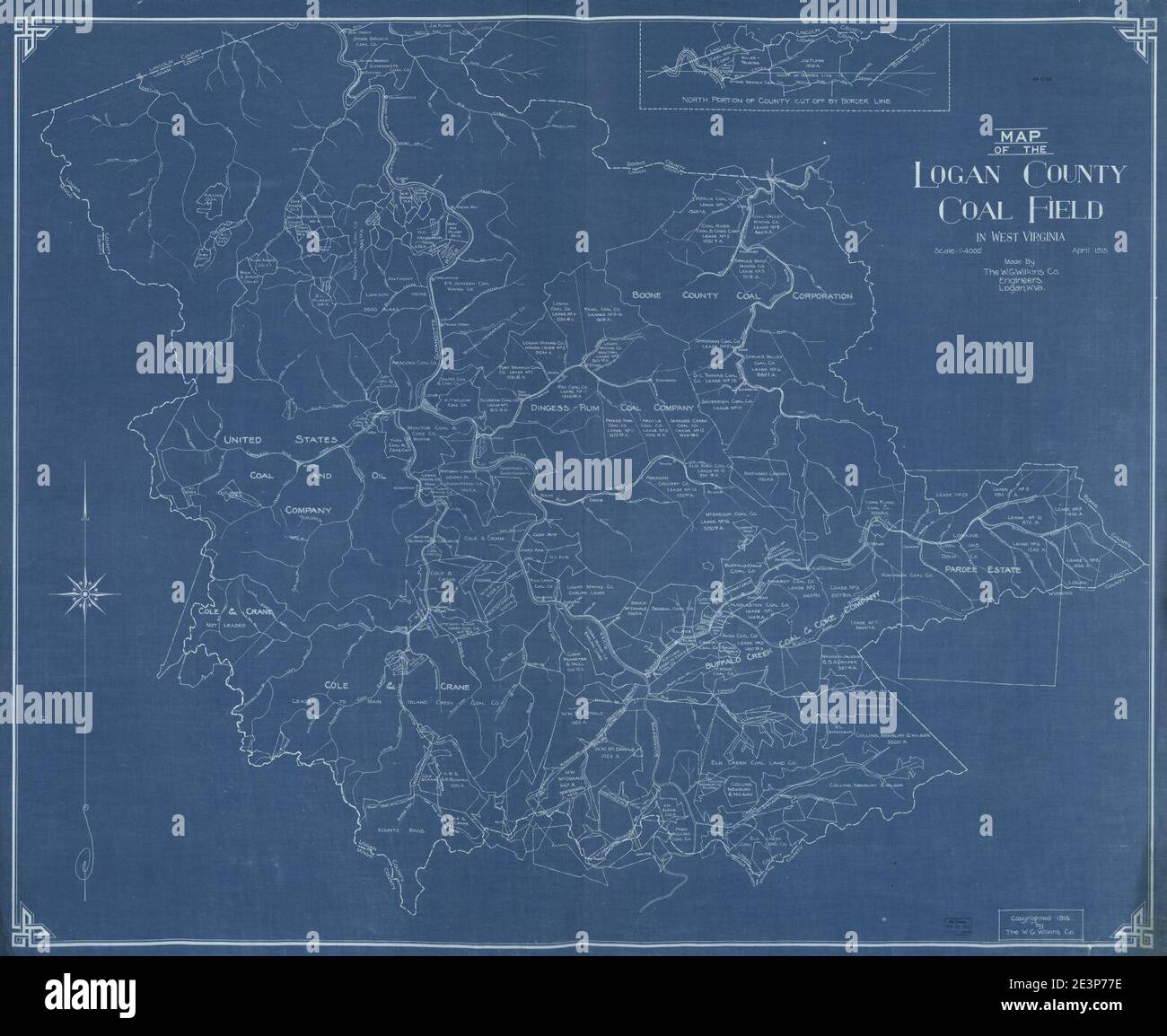 Map of the Logan County coal field in West Virginia Stock Photo - Alamy