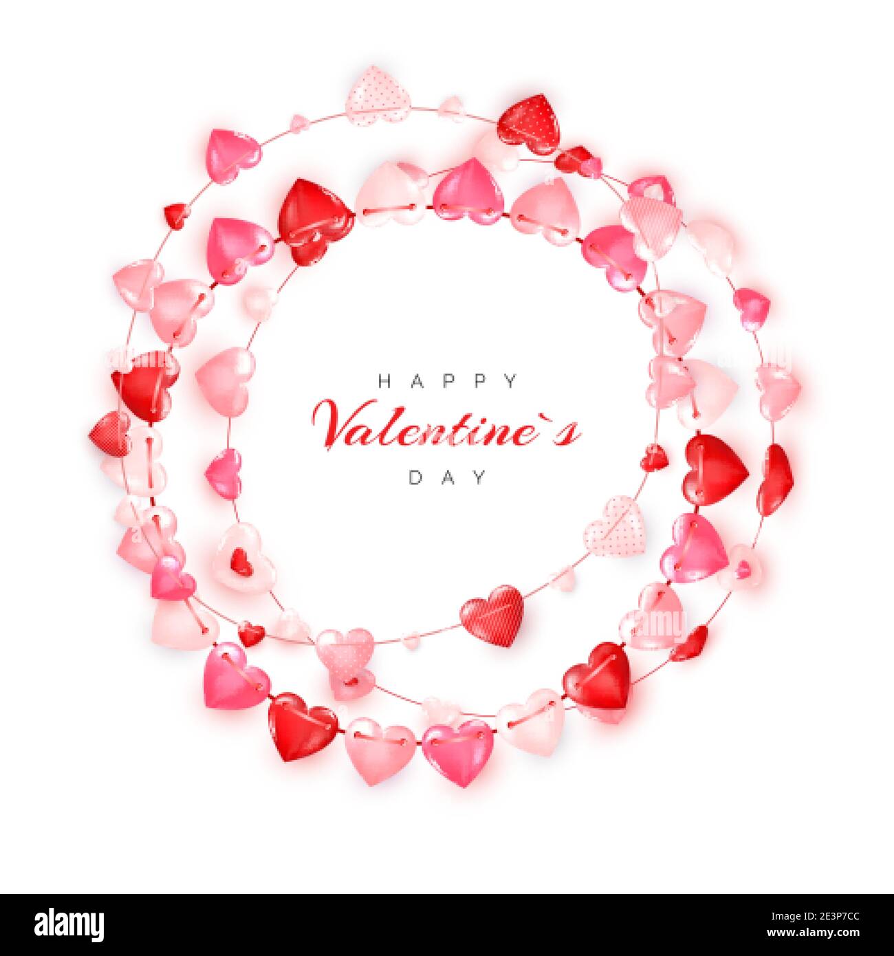 Circle decoration garland of red and pink hearts. Valentine's day ...