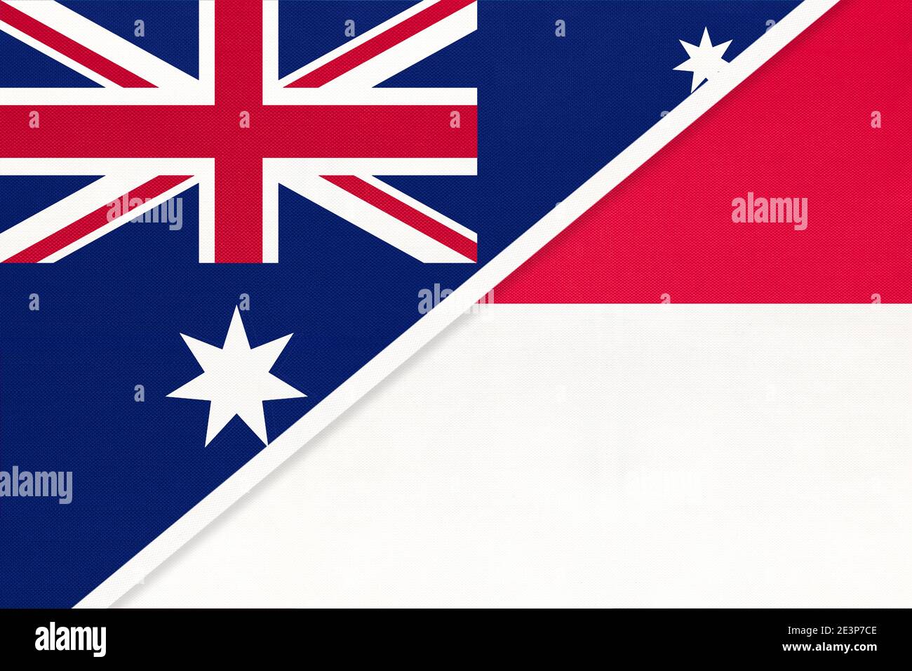 Australia and Monaco, national flags from textile. Relationship ...